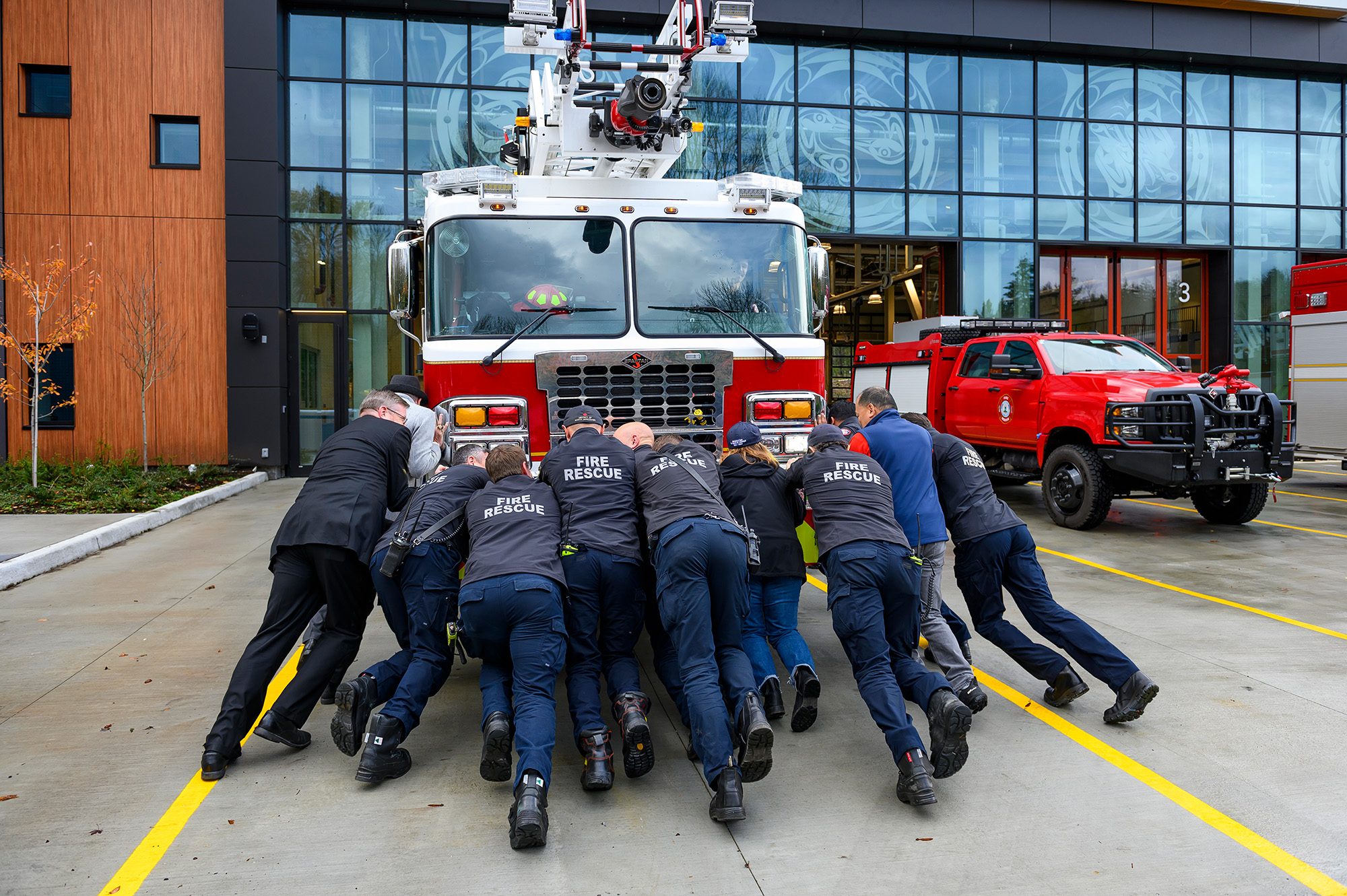 DNVFRS hosts push-in ceremony for new fire trucks